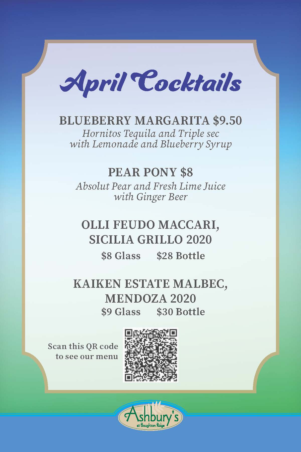 Ashbury's Menu - Boughton Ridge Golf Course